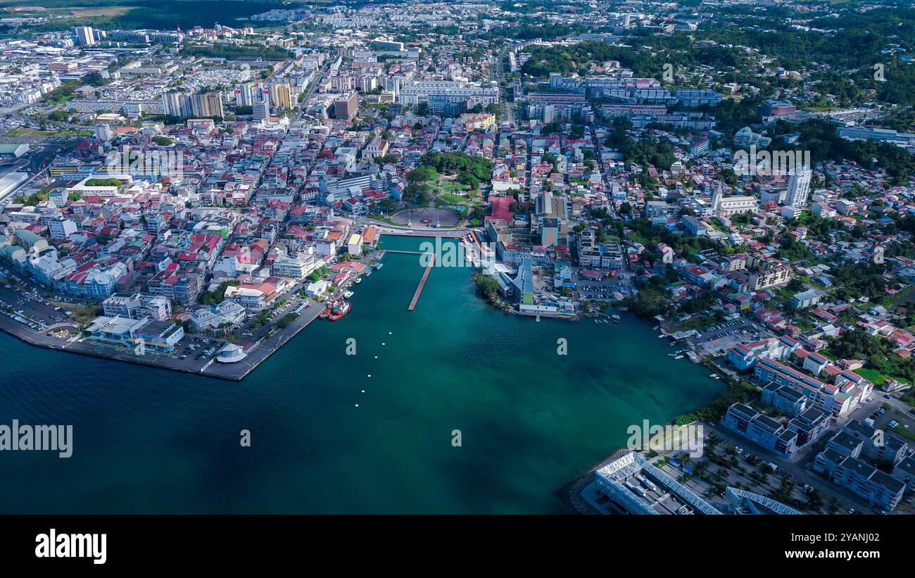 Aerial View to the Pointe-à-Pitre city center in Guadeloupe island ...