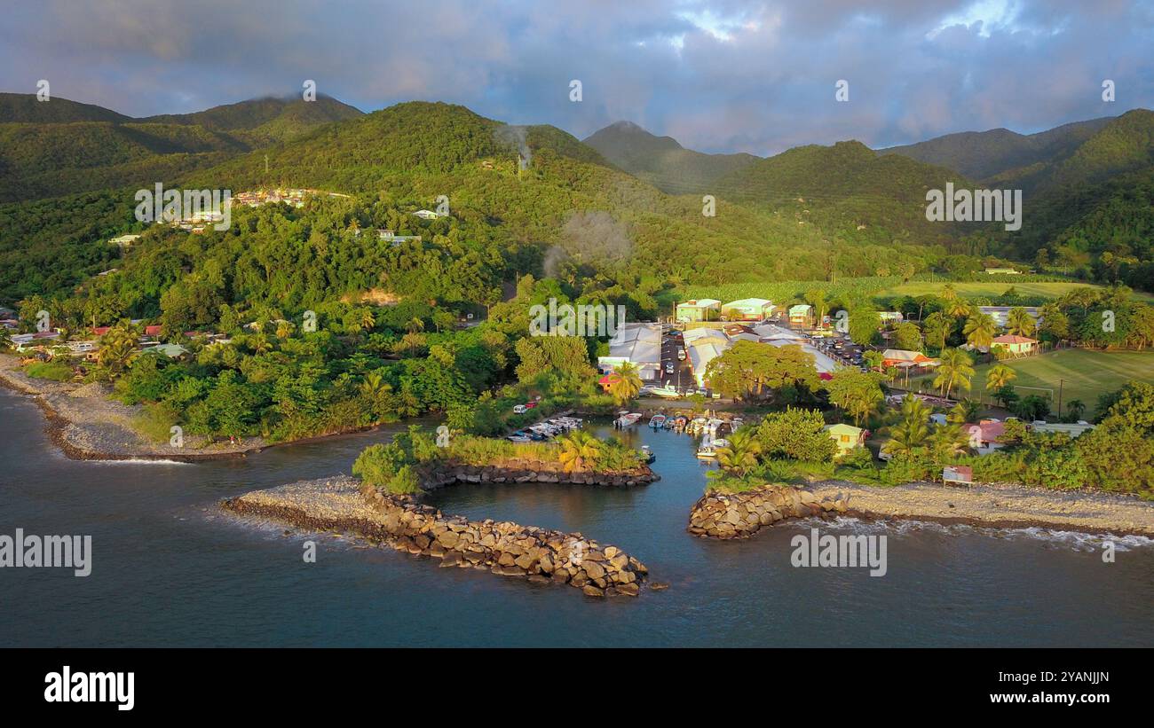 Aerial View to the Azure Bay of the Paradise Guadeloupe, Caribbean ...