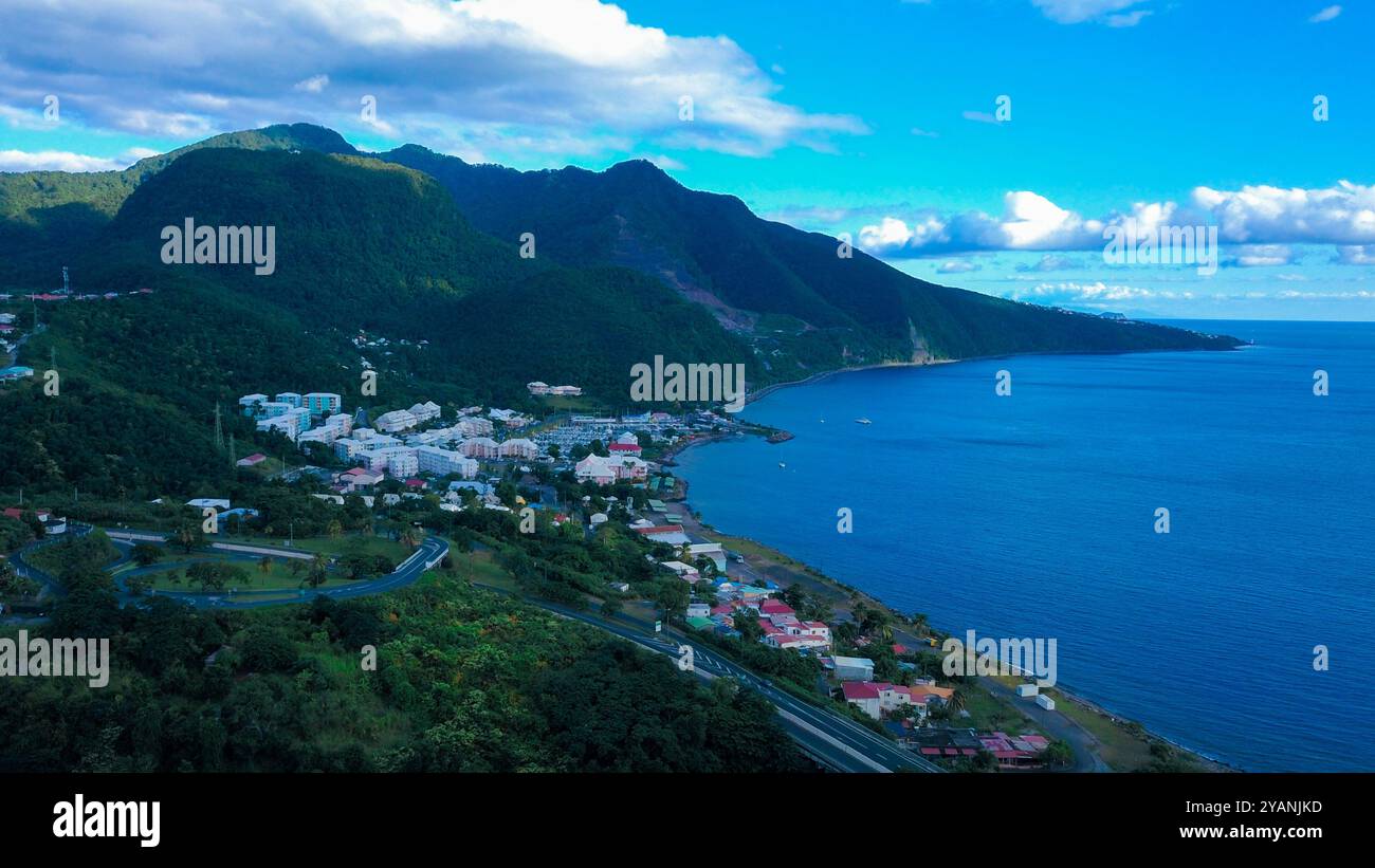 Aerial View to the Azure Bay of the Paradise Guadeloupe, Caribbean ...