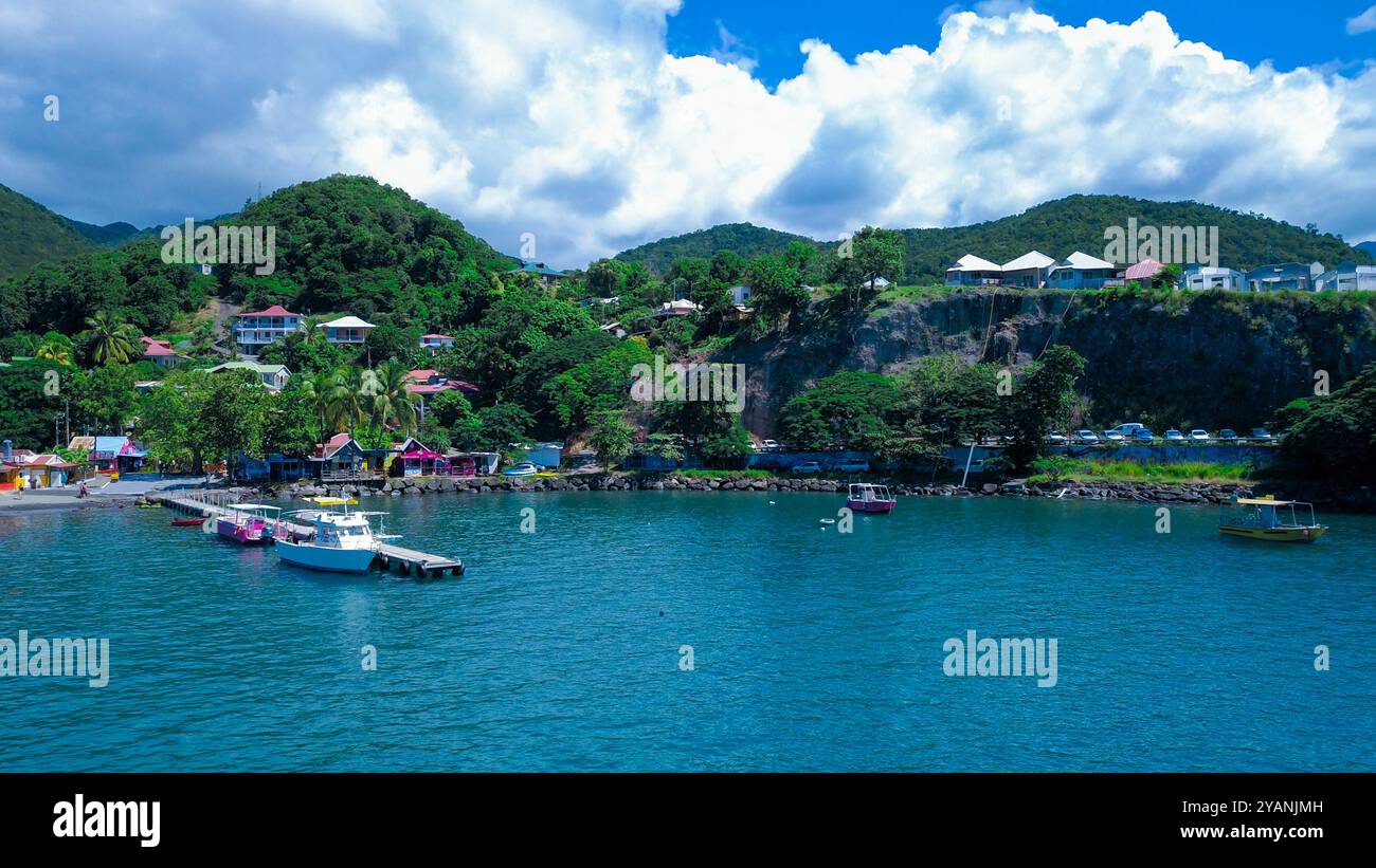 Aerial View to the Azure Bay of the Paradise Guadeloupe, Caribbean ...