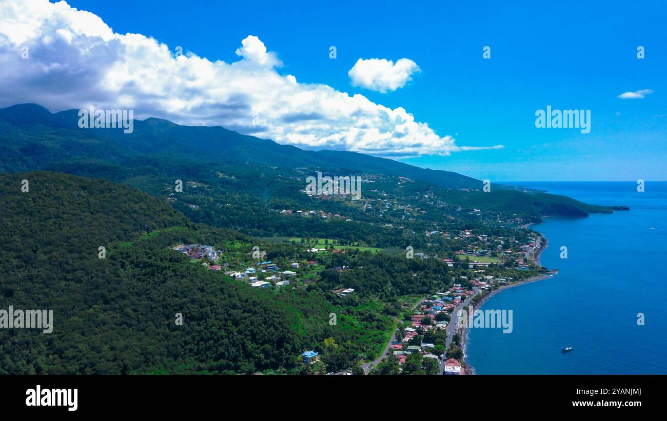 Aerial View to the Azure Bay of the Paradise Guadeloupe, Caribbean ...