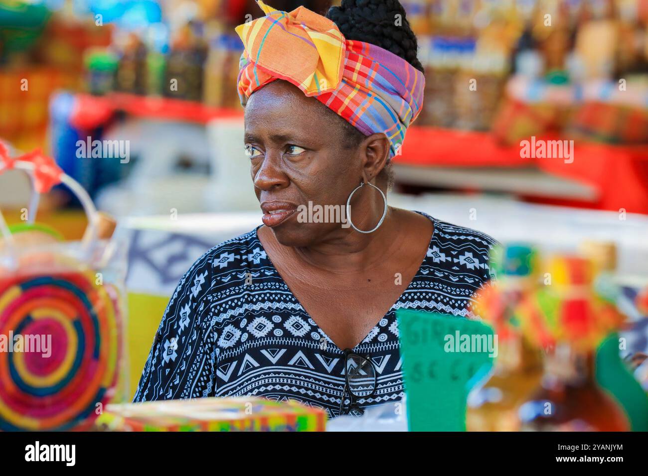 Beautiful Creole Women in the traditional dress on the Pointe-a-Pitre ...