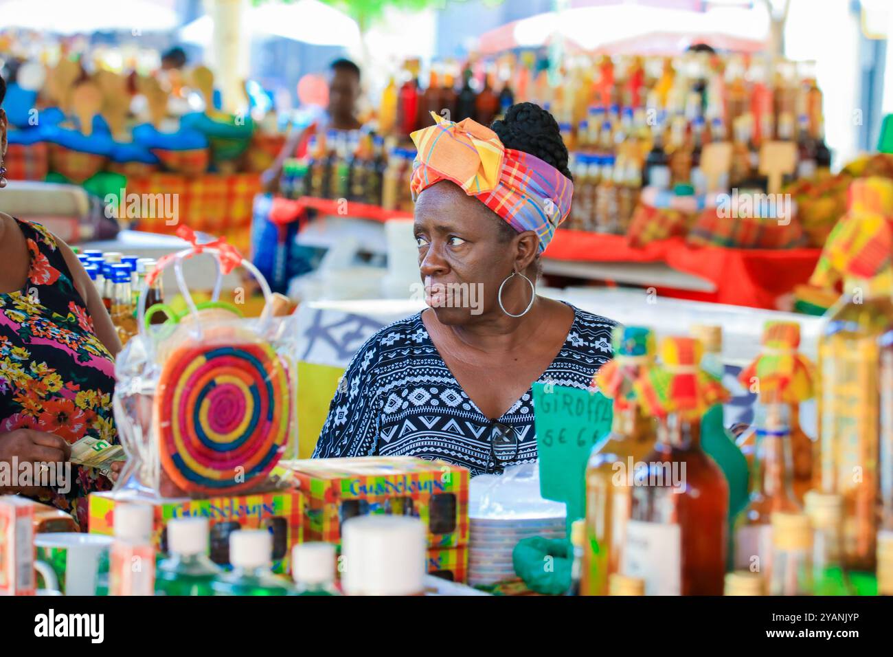 Beautiful Creole Women in the traditional dress on the Pointe-a-Pitre ...
