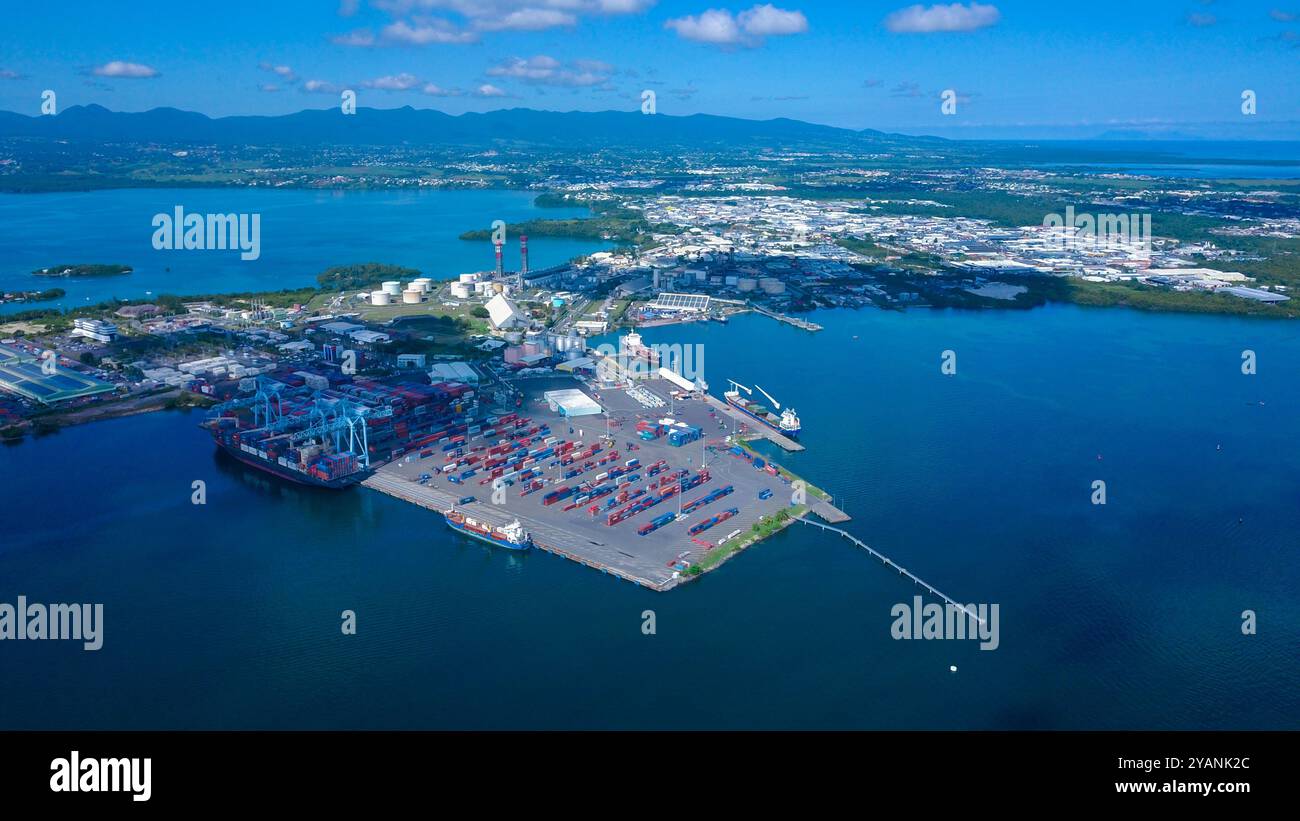 Aerial View to the Pointe-à-Pitre city center in Guadeloupe island ...