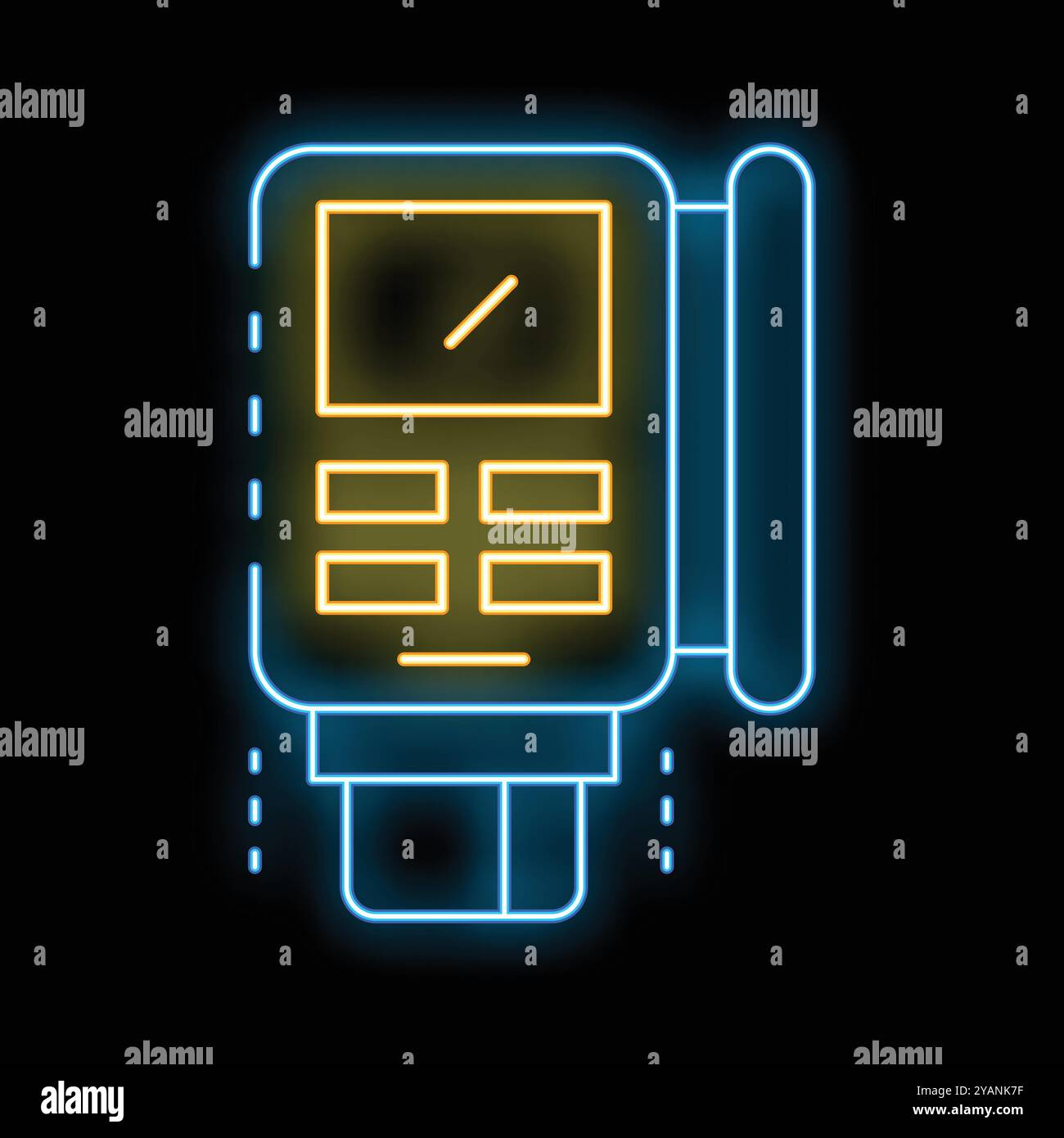 Neon sign depicting a credit card being inserted into a pos terminal ...