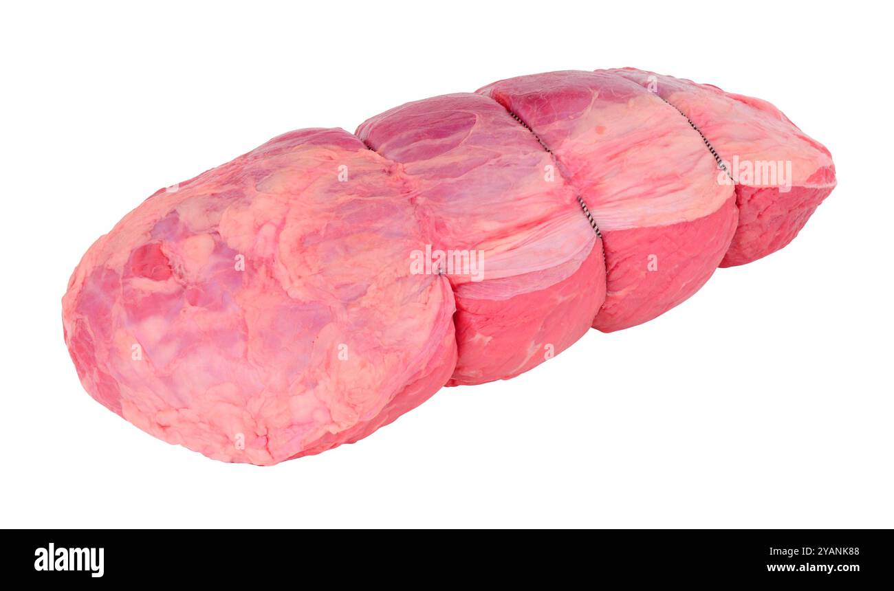 Raw beef top rump roasting joint isolated on a white background Stock ...