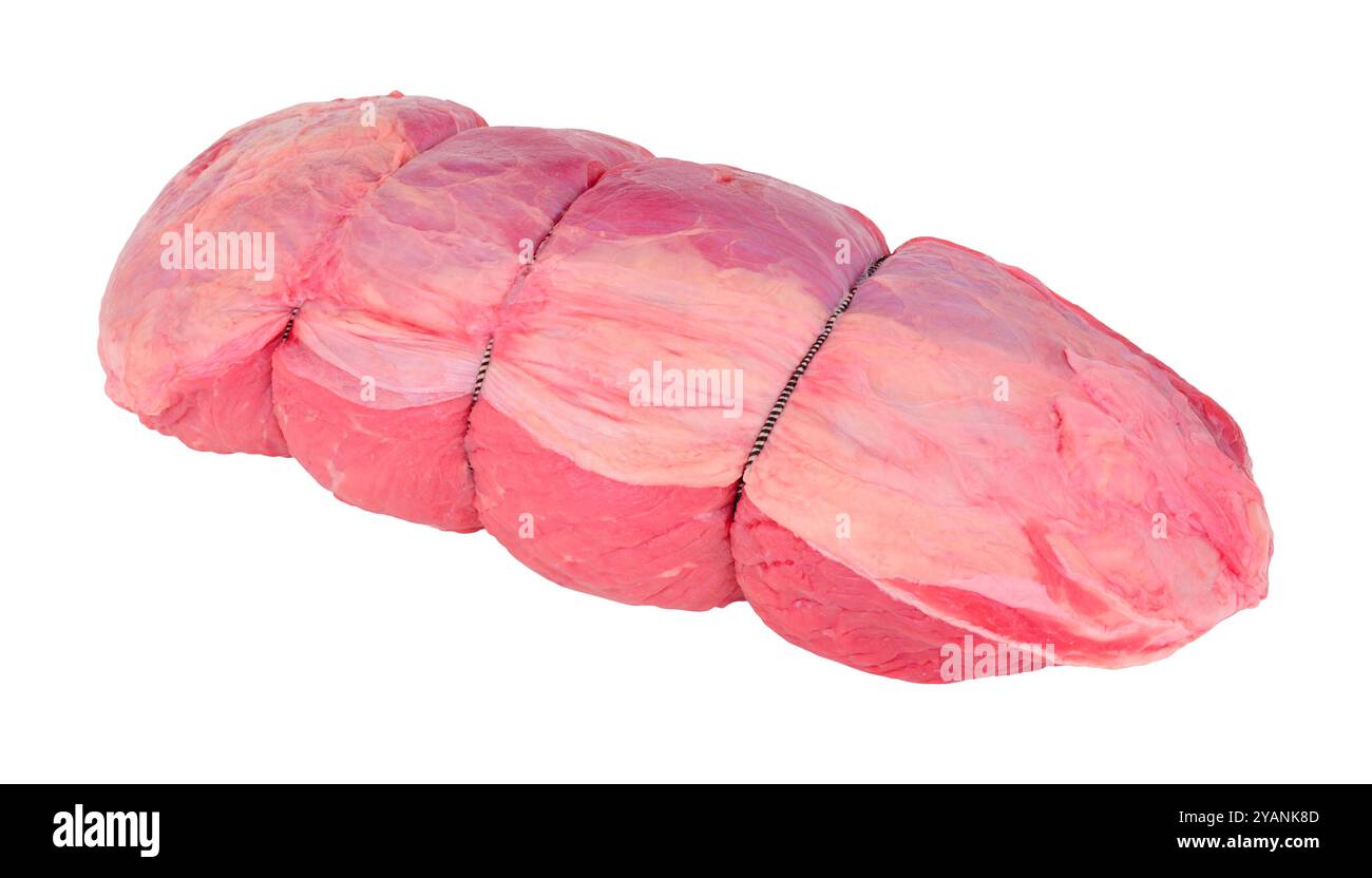 Raw beef top rump roasting joint isolated on a white background Stock ...