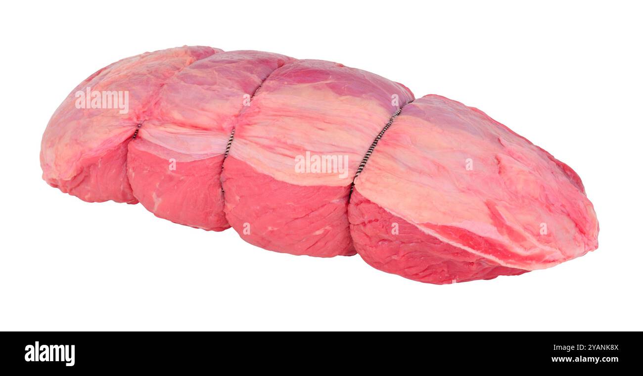 Raw beef top rump roasting joint isolated on a white background Stock ...