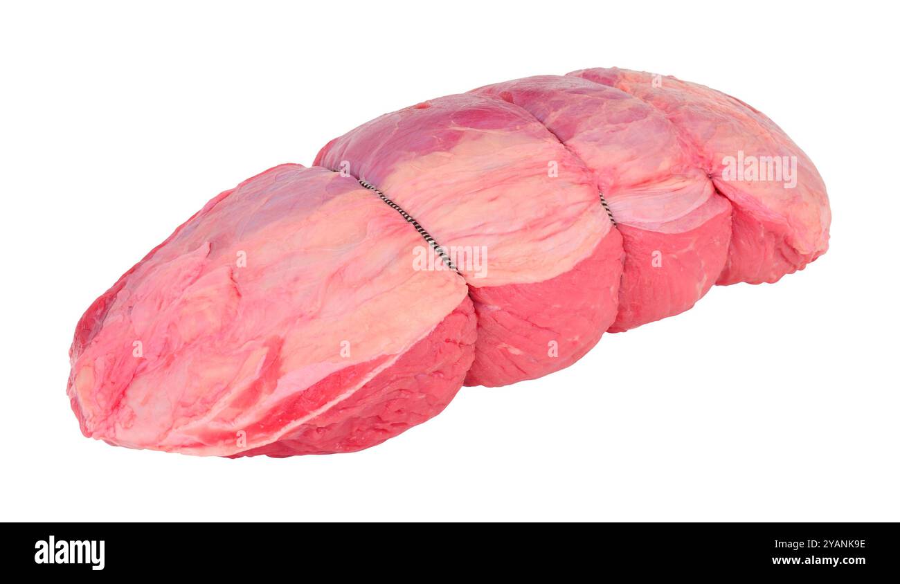 Raw beef top rump roasting joint isolated on a white background Stock ...