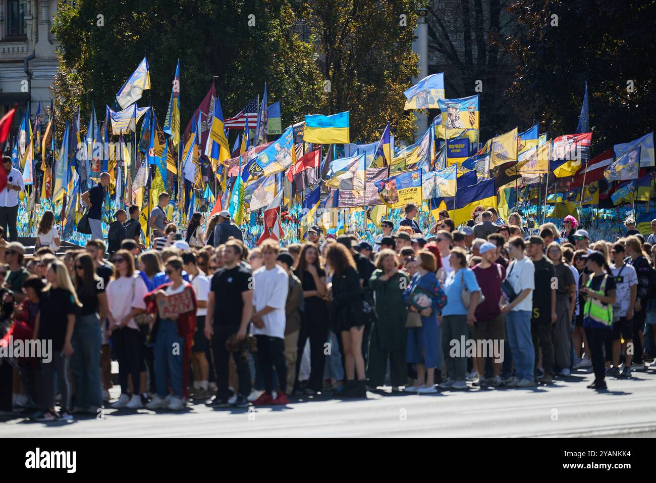 Large public demonstration at Maidan. Ukrainian people honor the fallen ...