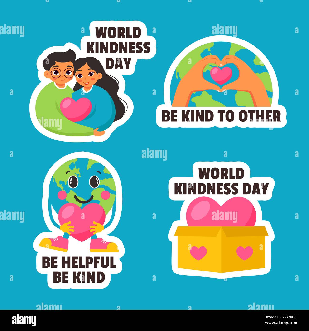Social Media Label Illustration for World Kindness Day in a Cartoon ...