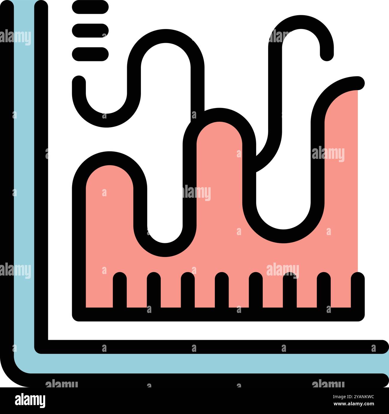 Colorful icon of a statistical graph showing progress with a fluctuating line chart Stock Vector ...