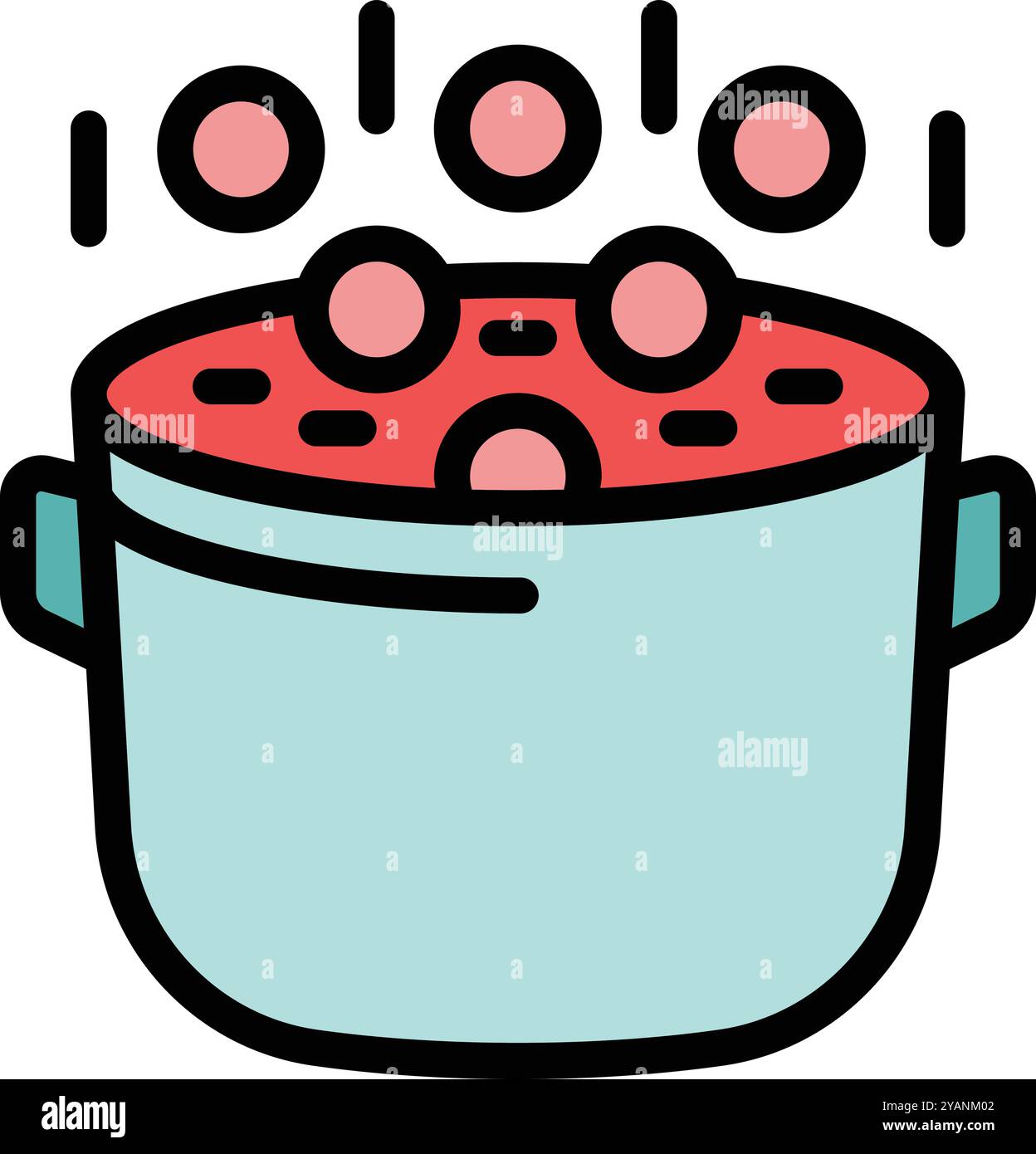 Cartoon drawing of a cooking pot simmering a delicious tomato sauce ...