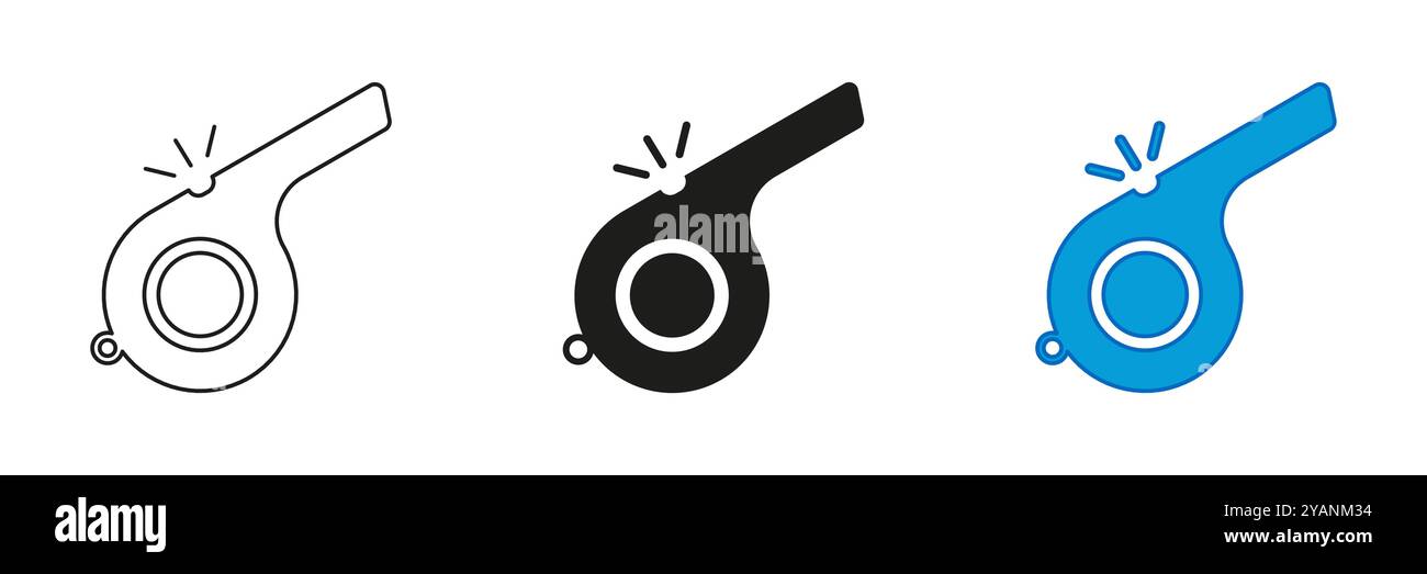 Whistle Line and Silhouette Icon for Referee or Sports Equipment ...