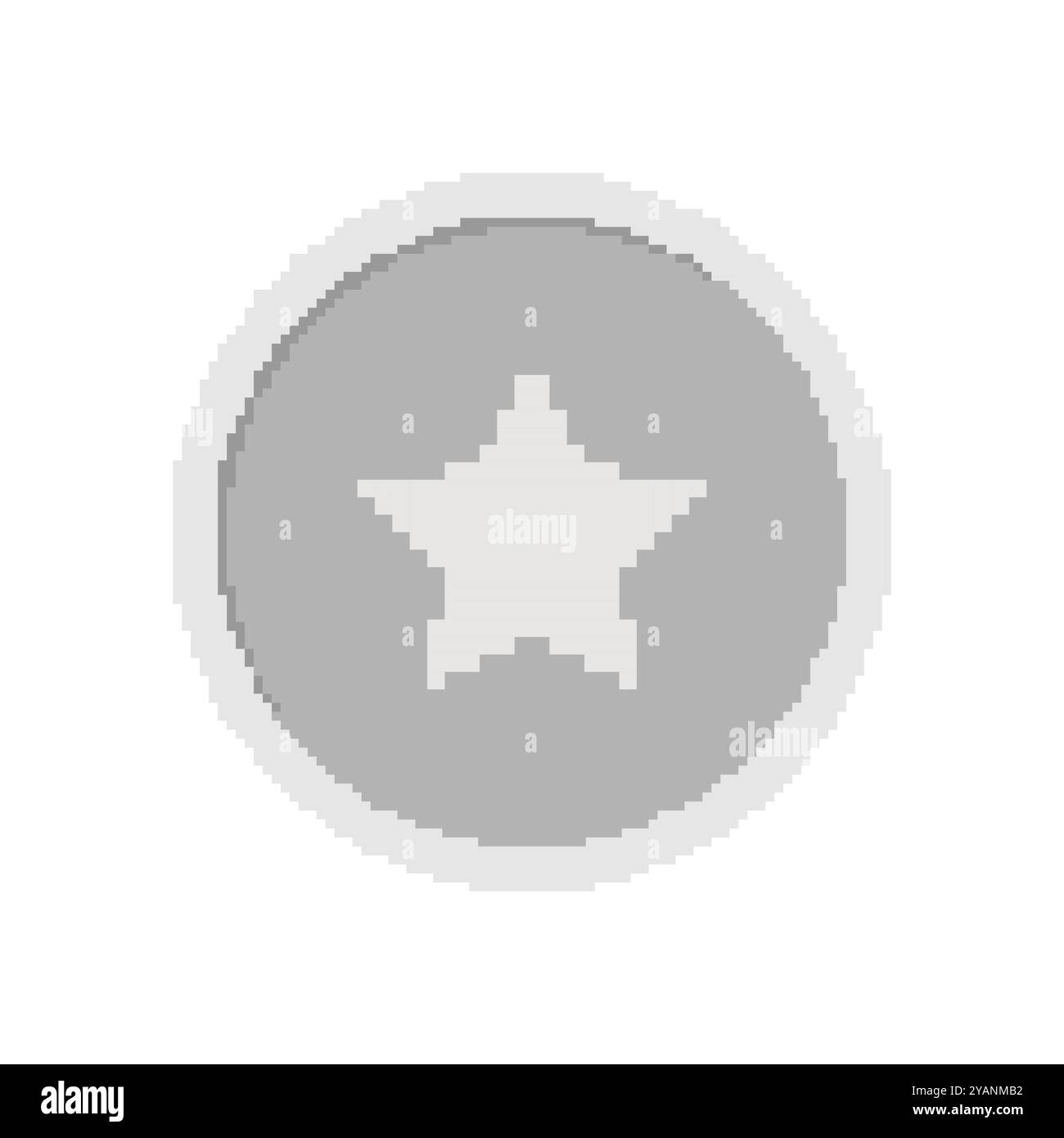 Pixel Art Silver Coin Icon with Star. Retro Gaming Vector Currency ...