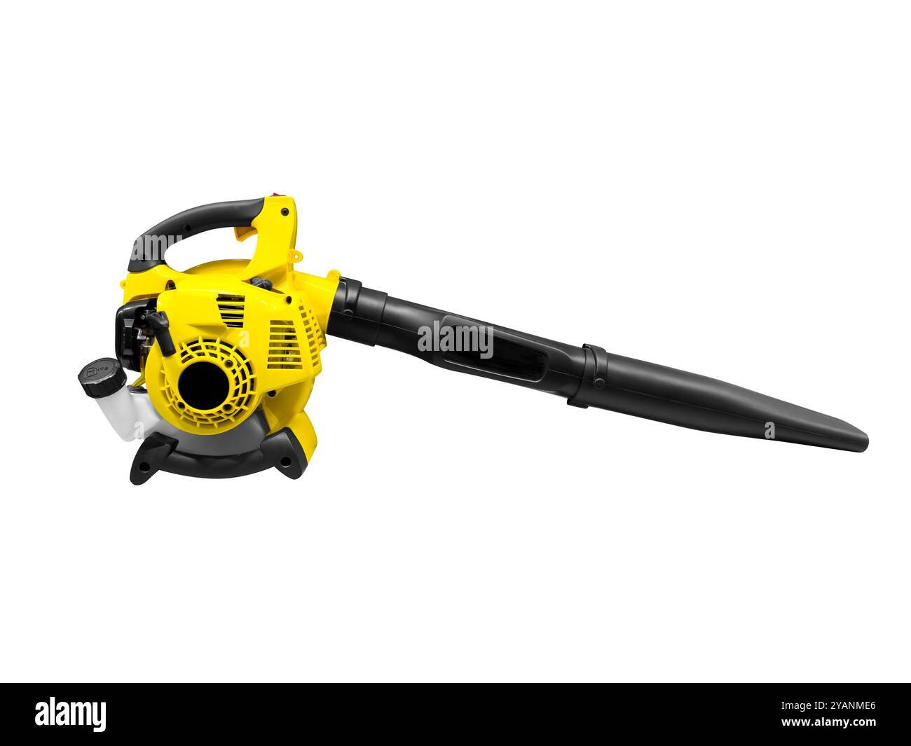 Hand-held fuel blower for cleaning isolated on white background. Air ...