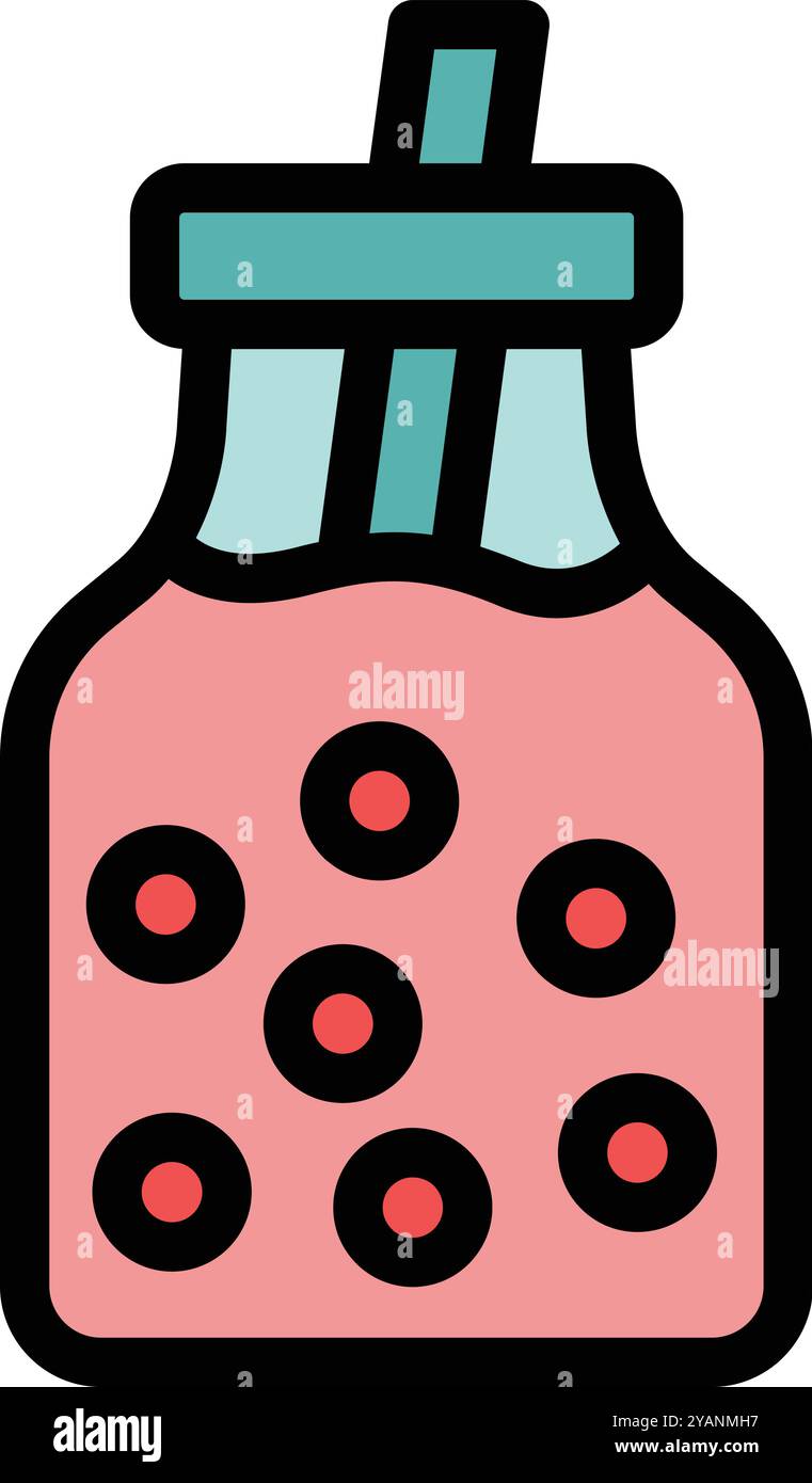 This vibrant vector illustration showcases a refreshing boba tea ...