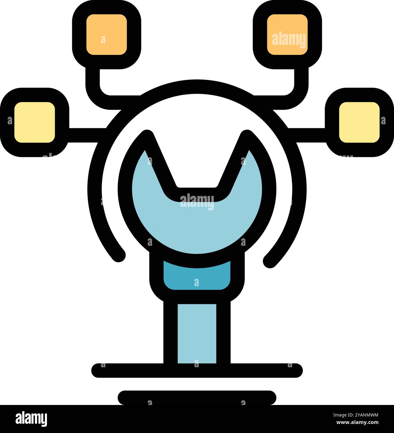 System integration concept icon with wrench connecting to digital ...