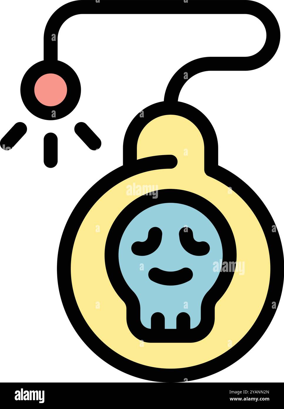 Glowing skull inside a pendulum is moving back and forth, helping with ...