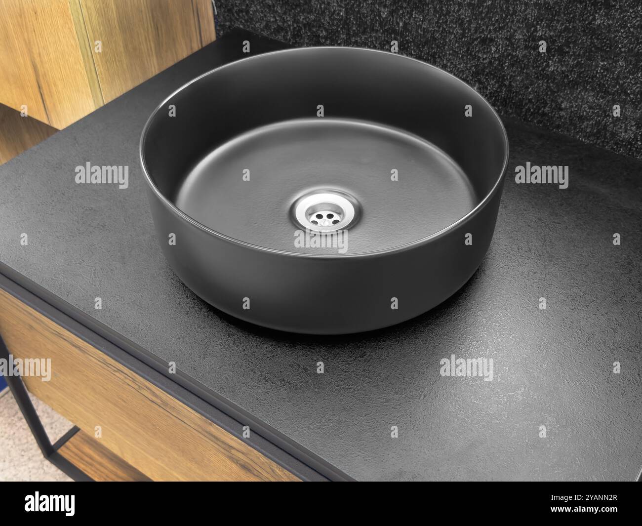 Wooden washbasin cabinets background. Wooden storage drawer and sink ...