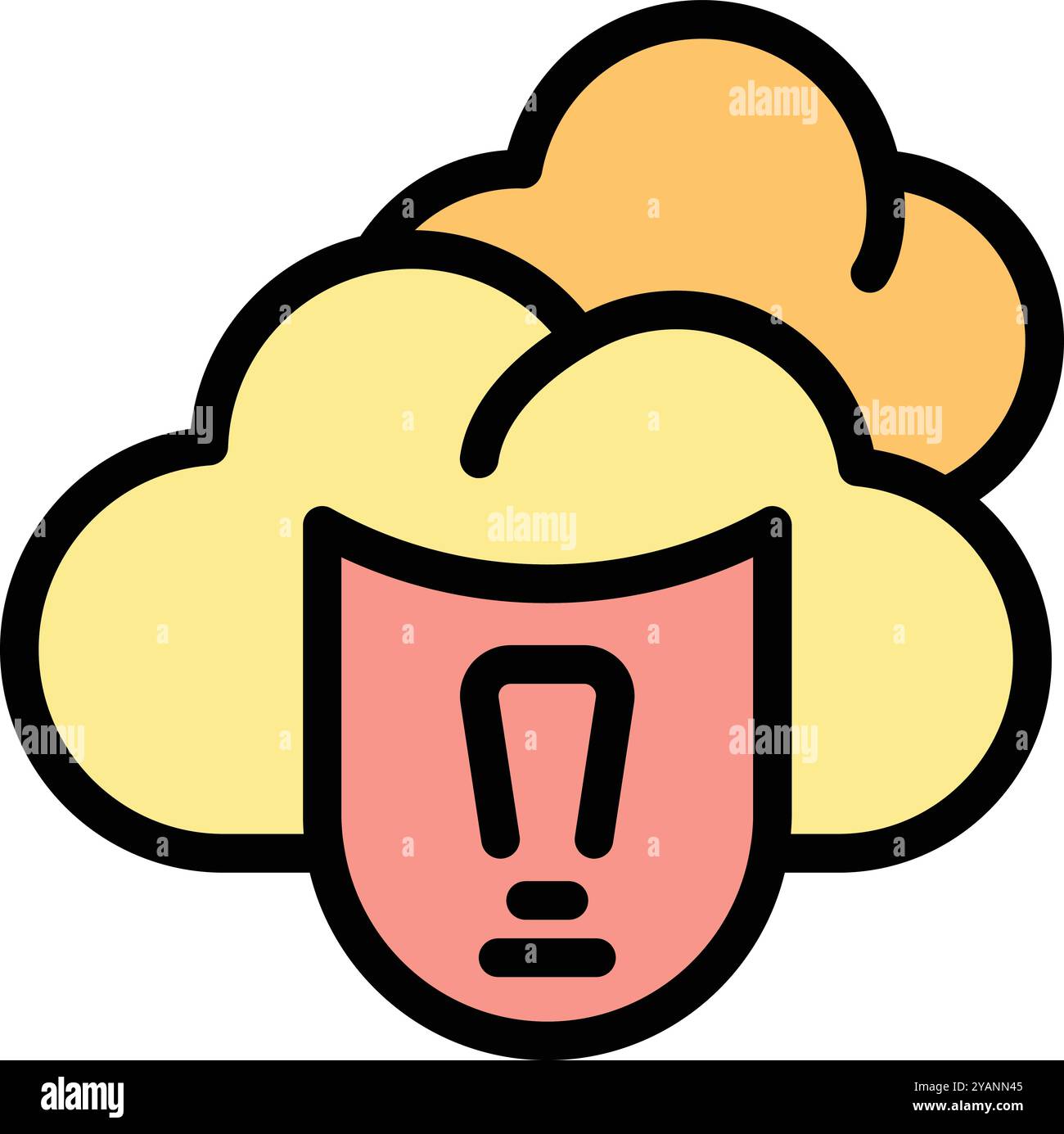 Yellow cloud storage showing warning using exclamation mark on tongue, data error concept Stock ...