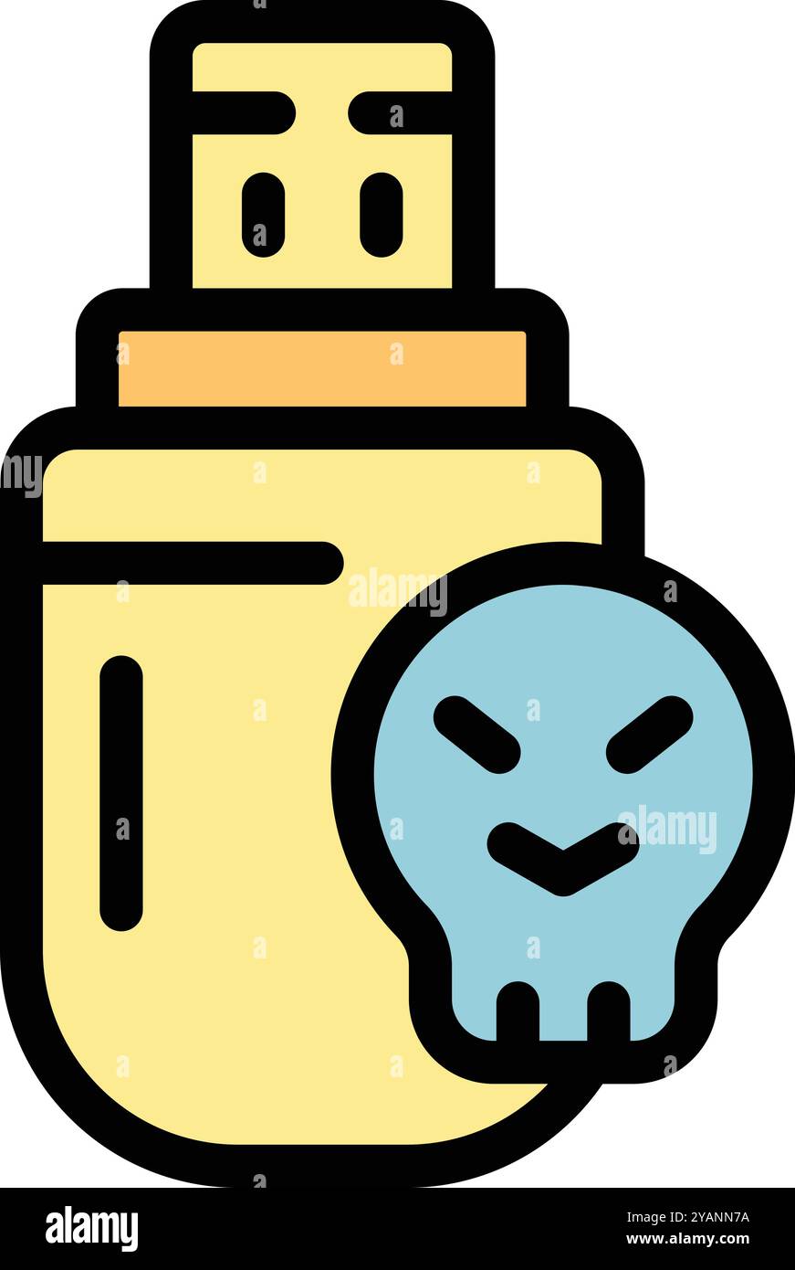Usb flash drive is infected with a virus, as indicated by the skull ...