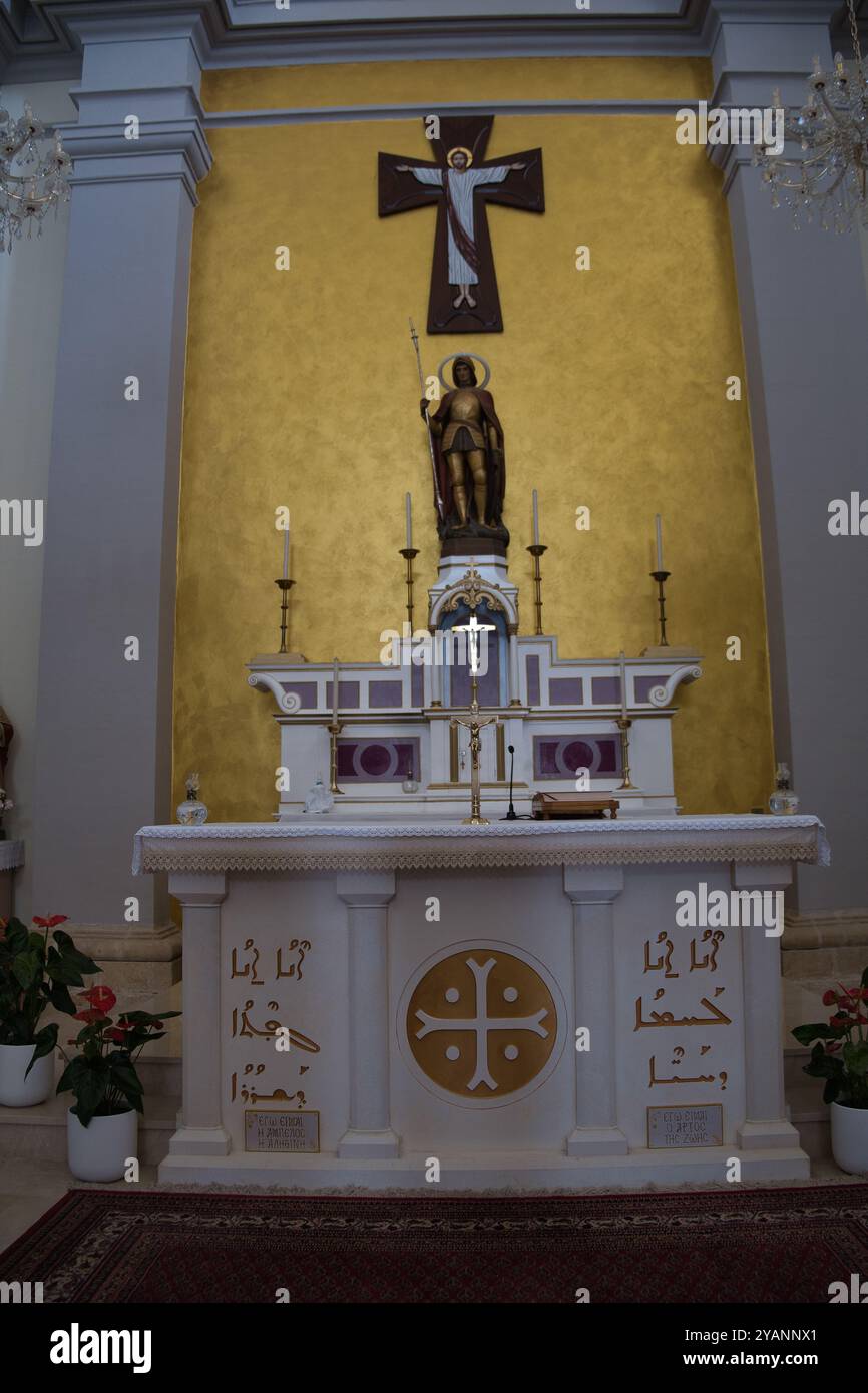 Altar inside St George Cathedral a Maronite church in Kormakitis ...