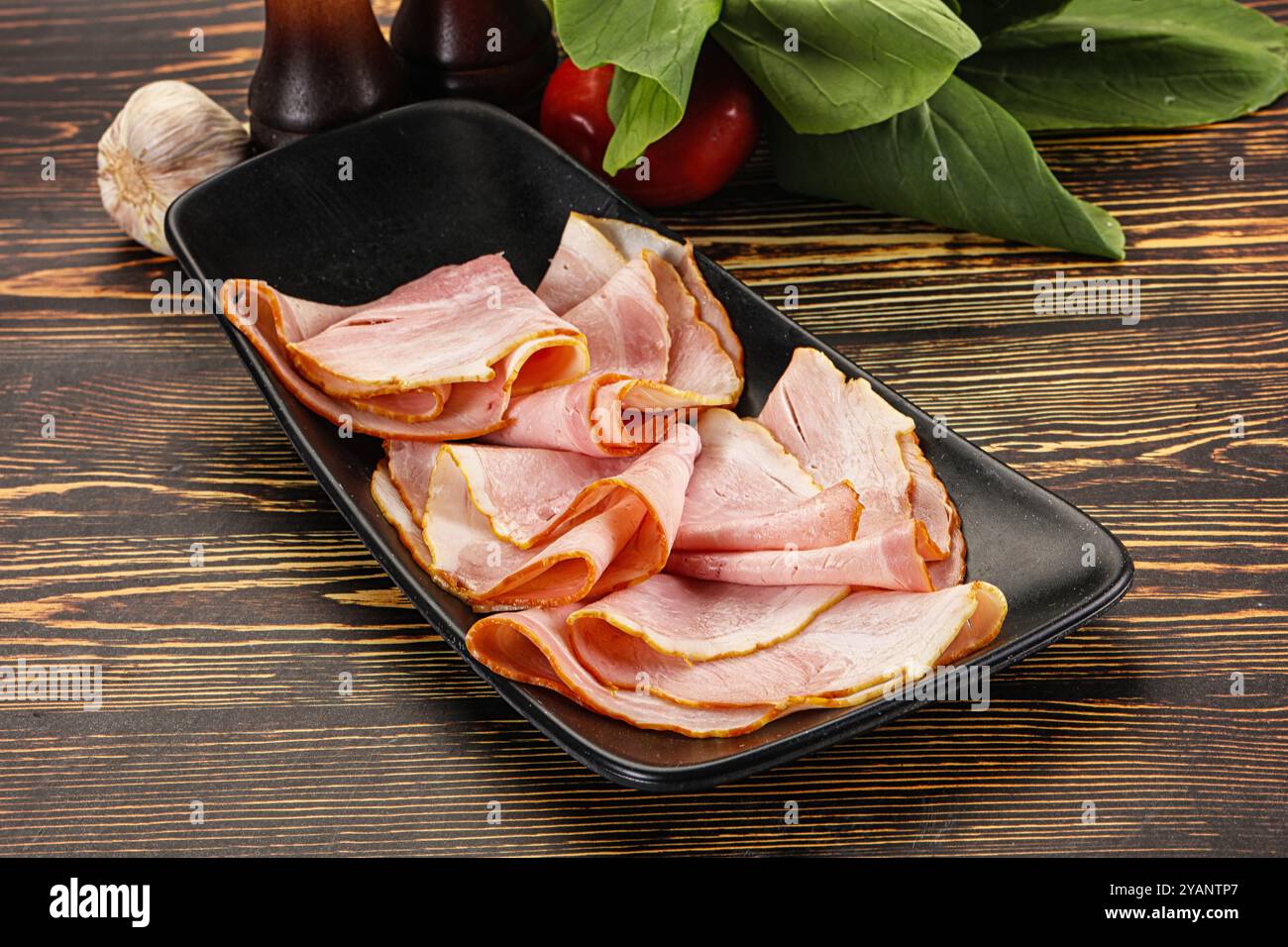 Italian sausage Prosciutto cotto ham appetizer Stock Photo - Alamy