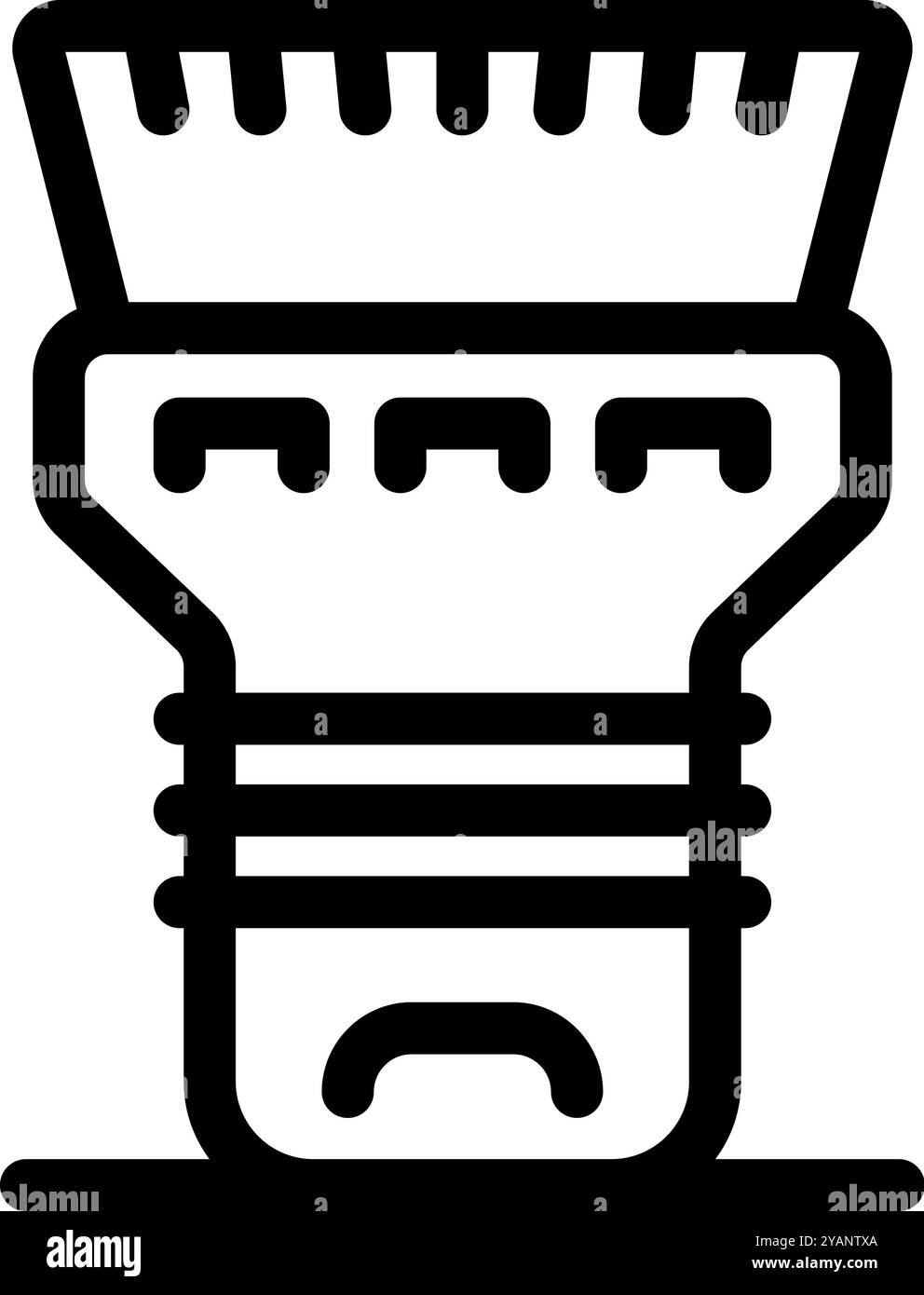 Simple vector icon of a round car air filter being inserted in its ...