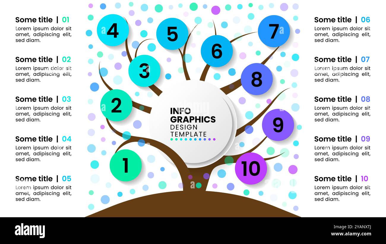 Infographic template with 10 options or steps. Tree. Can be used for ...