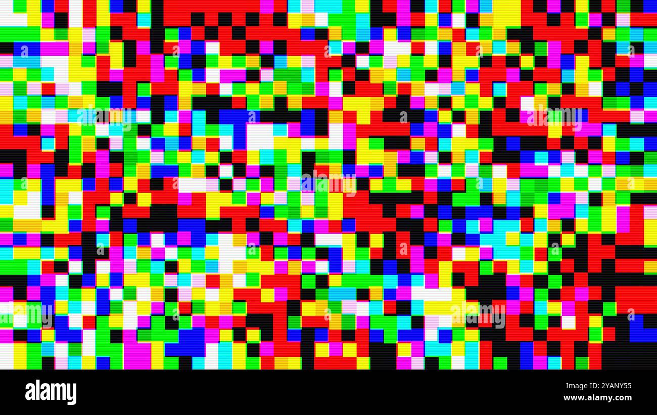 Abstract rgb mosaic pixel retro 8bit lo-fi video game glitch noise ...