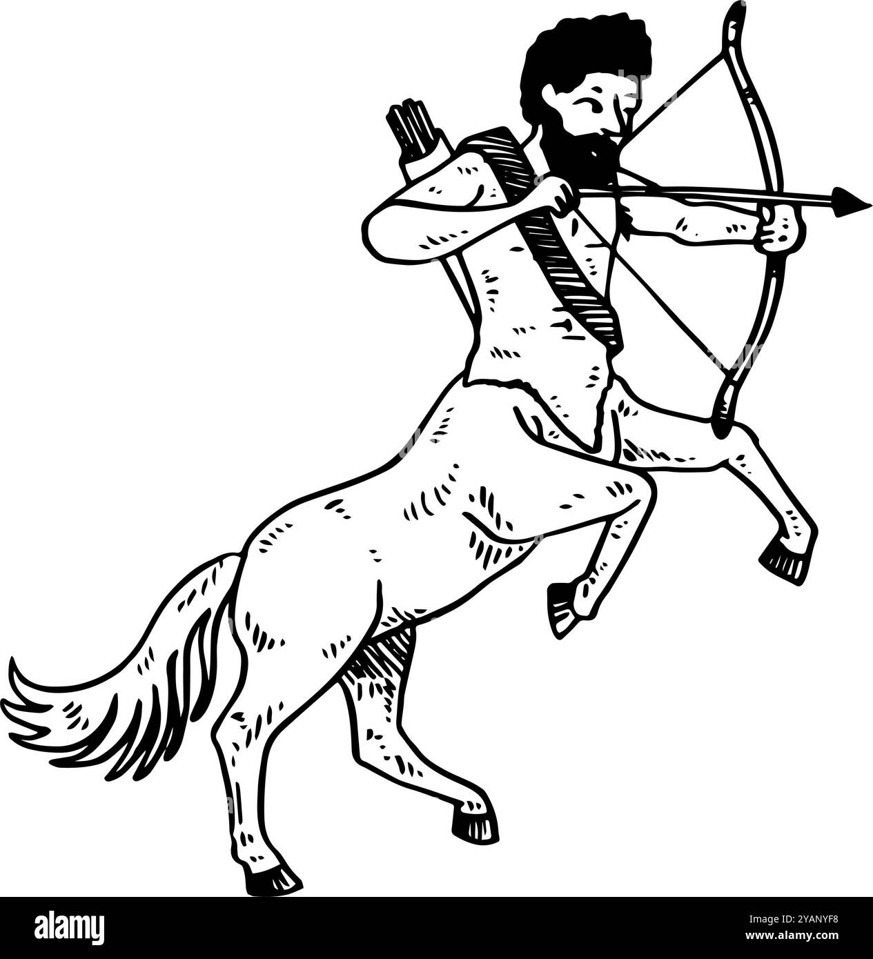 Centaur - hand drawn illustration of mythological beast in black and ...