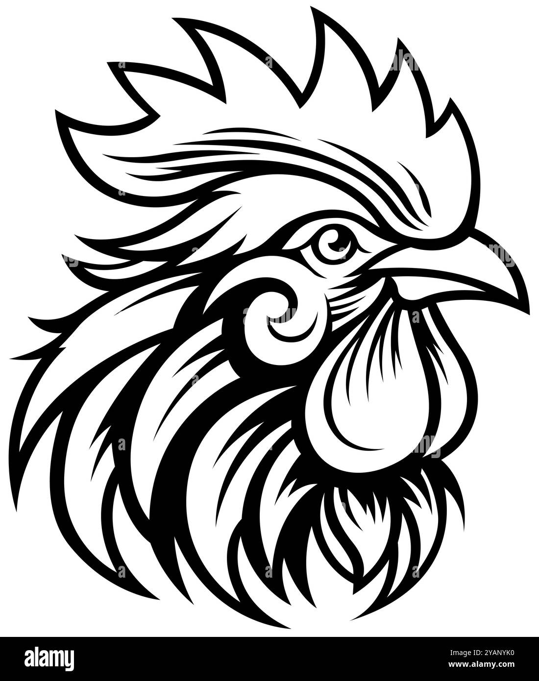 Black Drawing of Rooster Head from Side View Stock Vector Image & Art ...