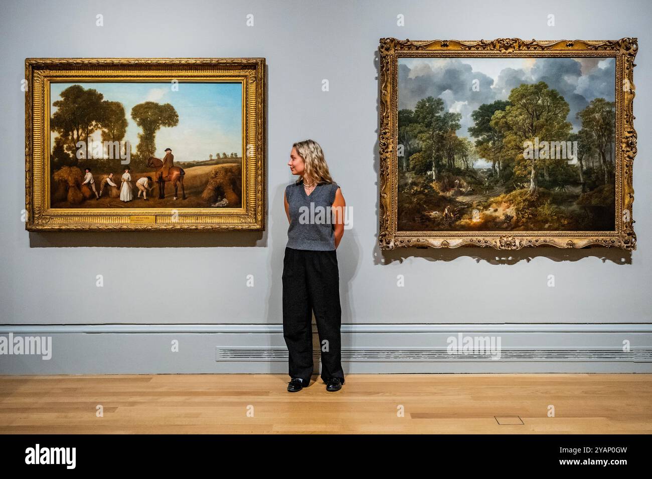 London, UK. 15 Oct 2024. George Stubbs, The Reapers, 1783 with Thomas ...