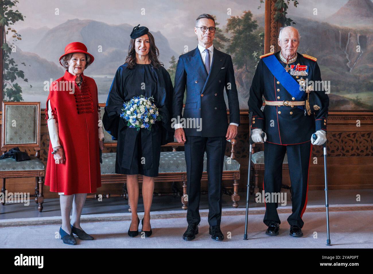 Finnish president Alexander Stubb, second from right, and his wife ...