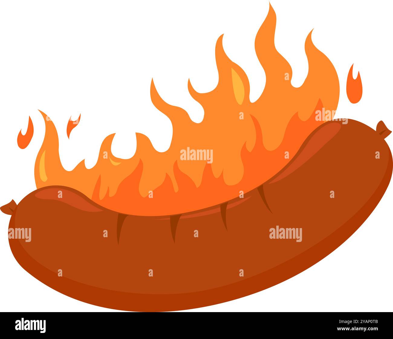 Flaming roasted hot grilled hot dog on fire. Barbecue bbq spicy sausage ...