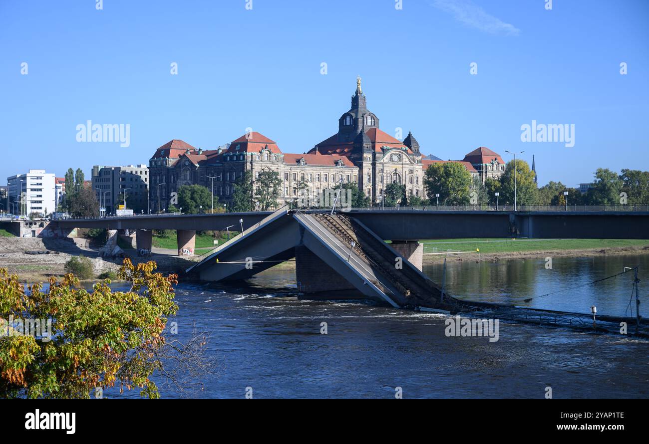 Dresden, Germany. 15th Oct, 2024. View of the partially collapsed ...