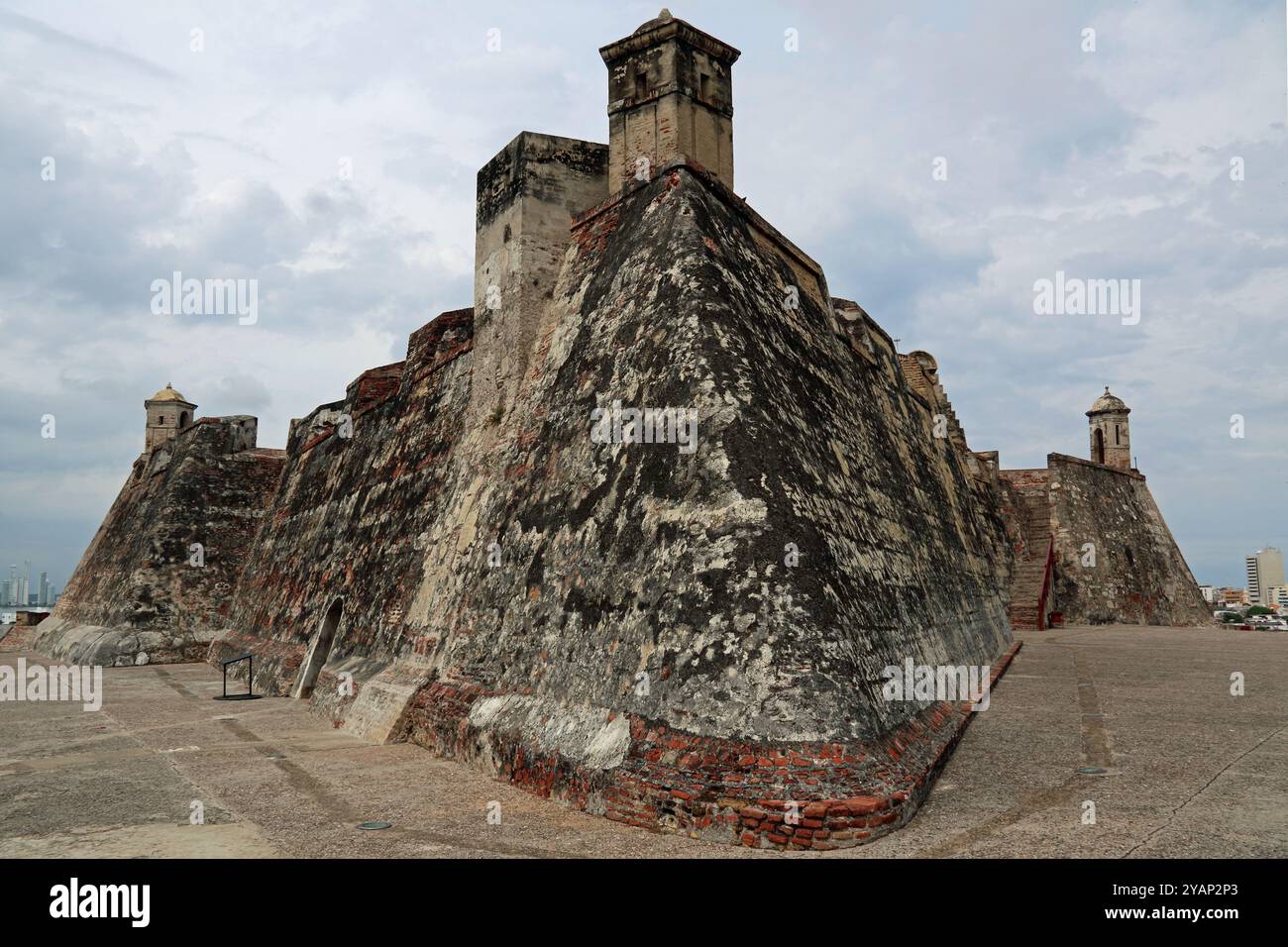 Fort San Felipe de Barajas towers over the walled city of Cartagena ...