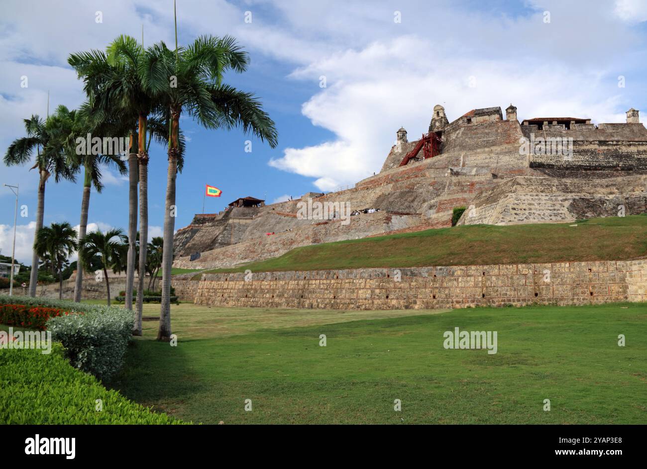 Fort San Felipe de Barajas towers over the walled city of Cartagena ...