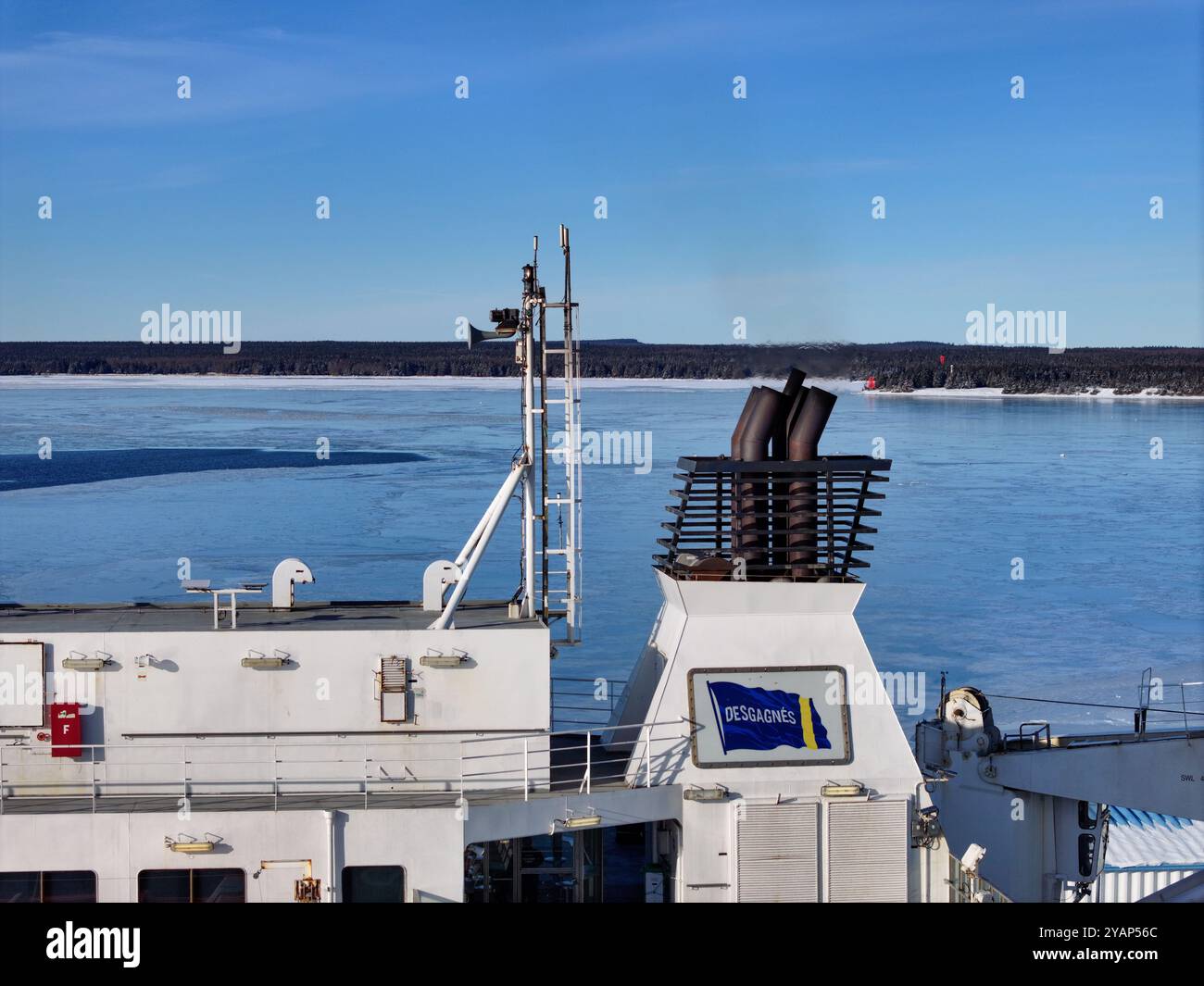 Anticosti Island, Quebec, Canada — July 7, 2024: White Cargo Ship with ...