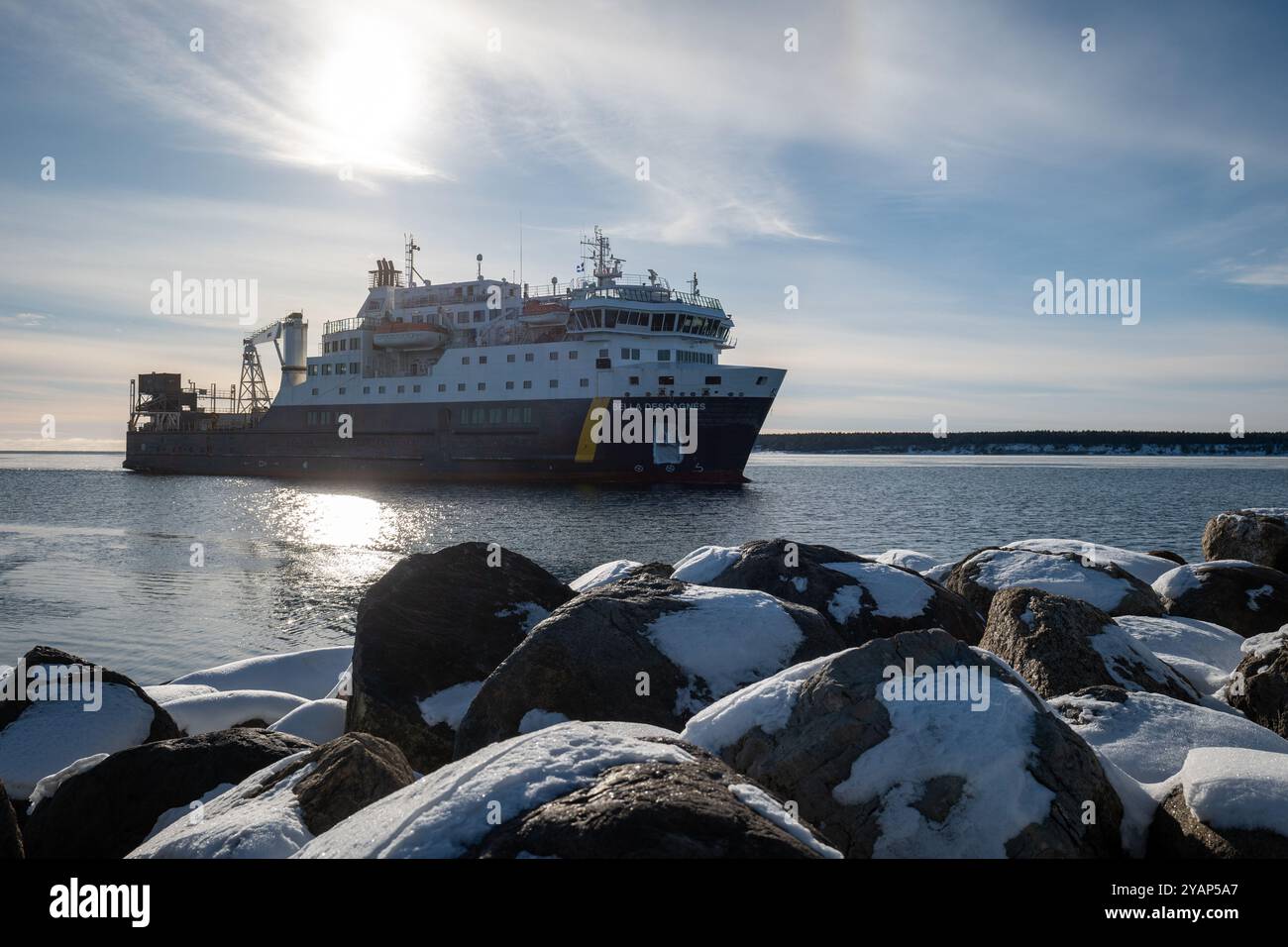 Anticosti Island, Quebec, Canada — January 7, 2024: A Big Cargo Ship ...
