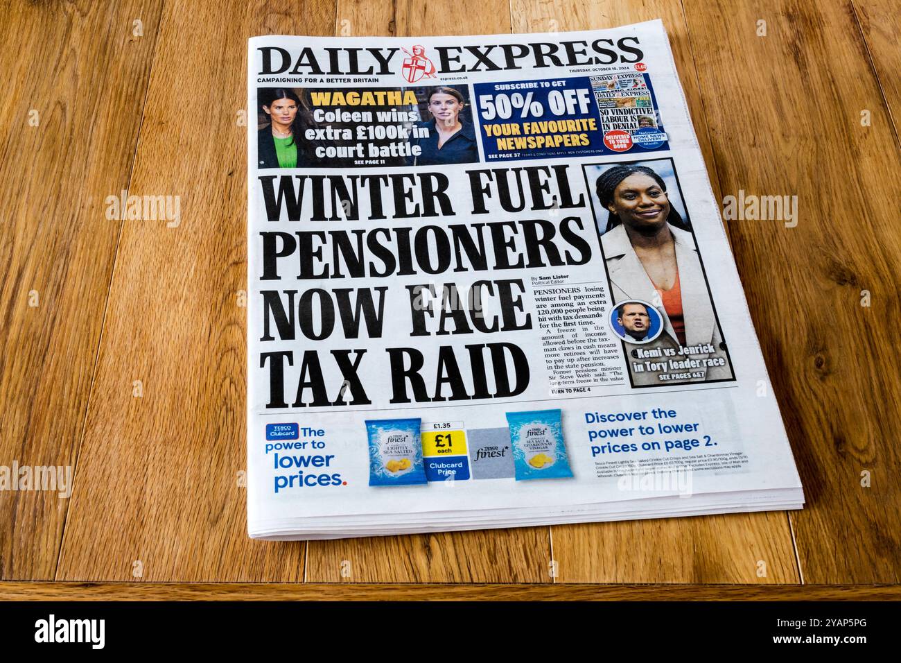 10 October 2024. Daily Express front page headline reads Winter Fuel ...