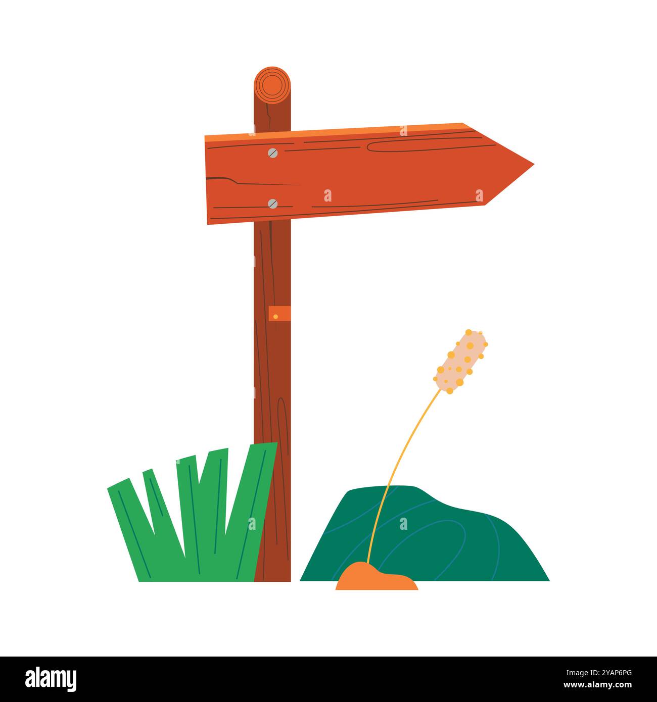 wooden sign post isolated on white background, camping gear vector ...