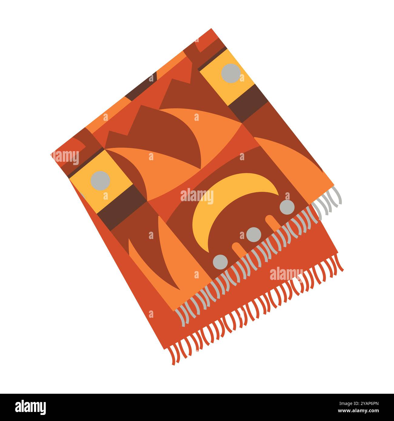 A blanket decorated with Native American folk patterns, isolated on a ...