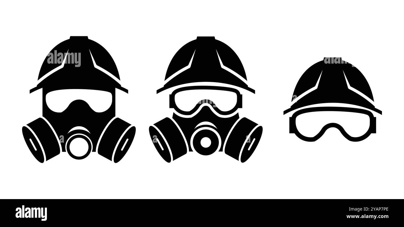 This graphic features three icons of protective gear, including helmets ...