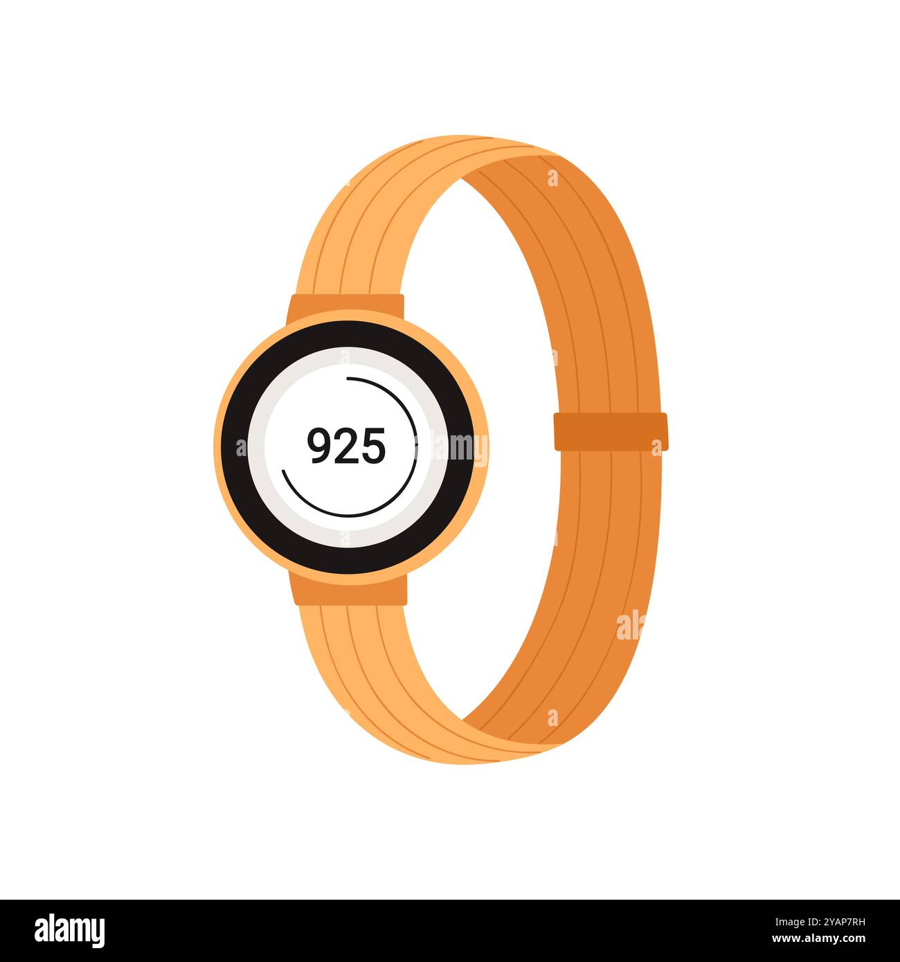 Smart watch with wearable wrist soft yellow bracelet and timer vector ...