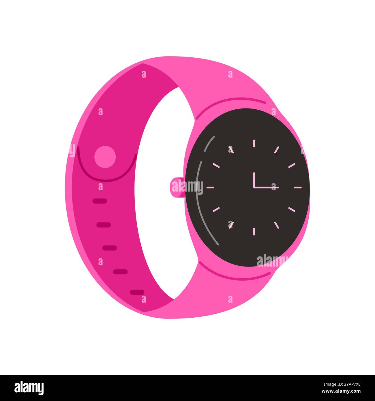 Smart watch with pink plastic band and black retro clock face vector ...