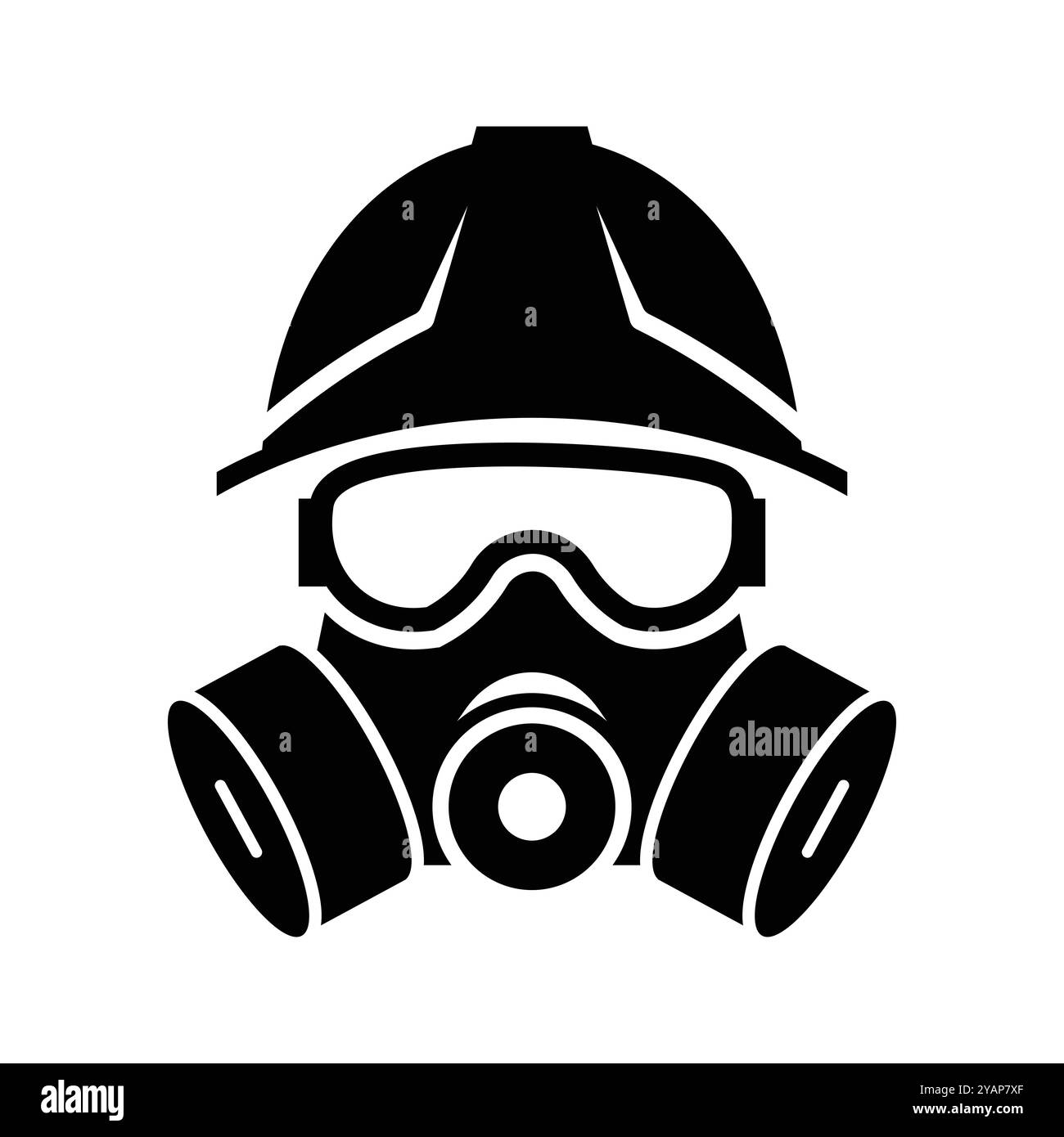 Iconic illustration of a gas mask and helmet, symbolizing safety in ...