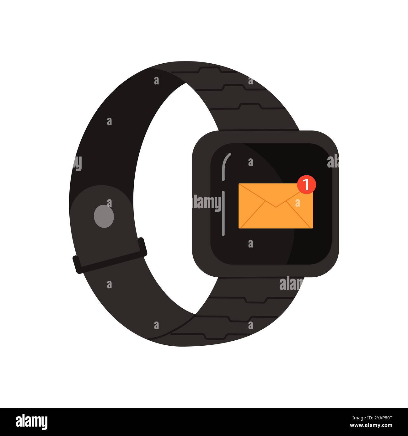 Black smart watch with envelope and notification icon from mailbox ... Black smart watch with envelope and notification icon from mailbox ...