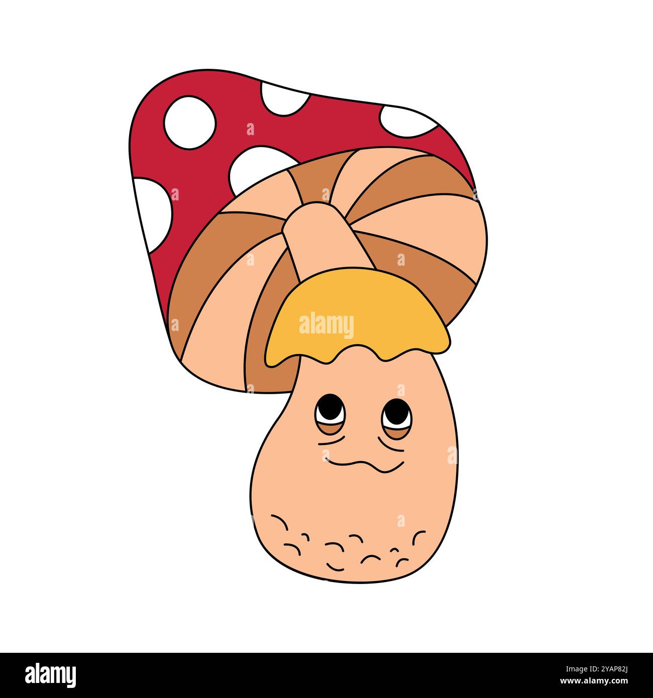 Groovy psychedelic magic mushroom character, fly agaric with trippy ...